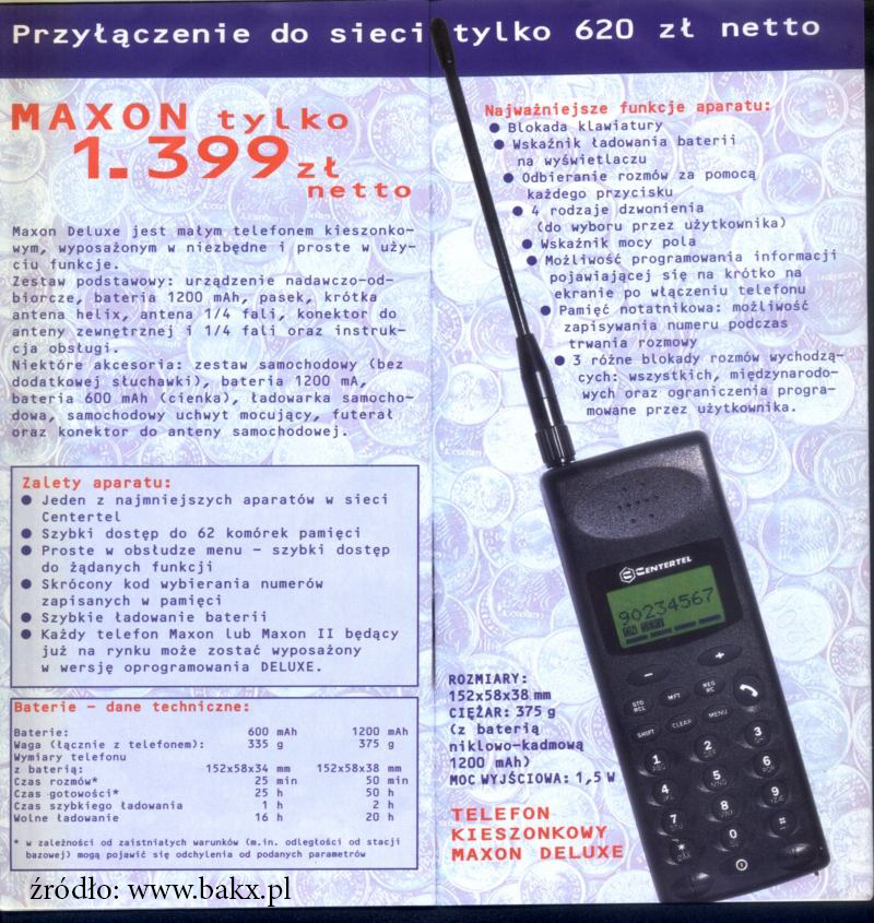Maxon HP450i (Deluxe) (telefon analogowy), ok. 1994 – Muzeumkomórek.pl ...